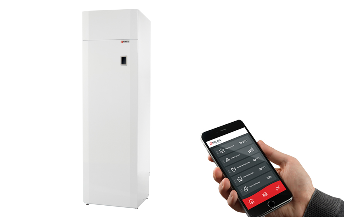 Ventilation unit with heat recovery and hot water production