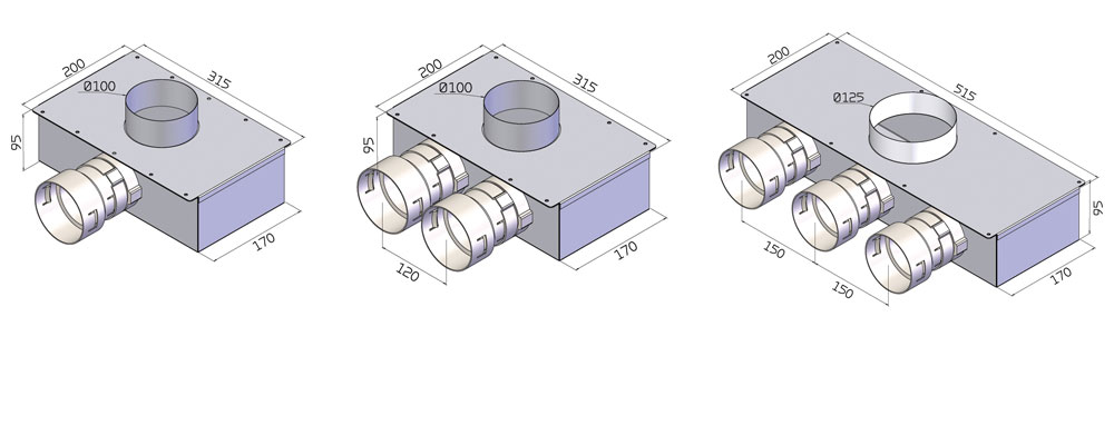 Extract air box - for valve - for mounting round extract air valves